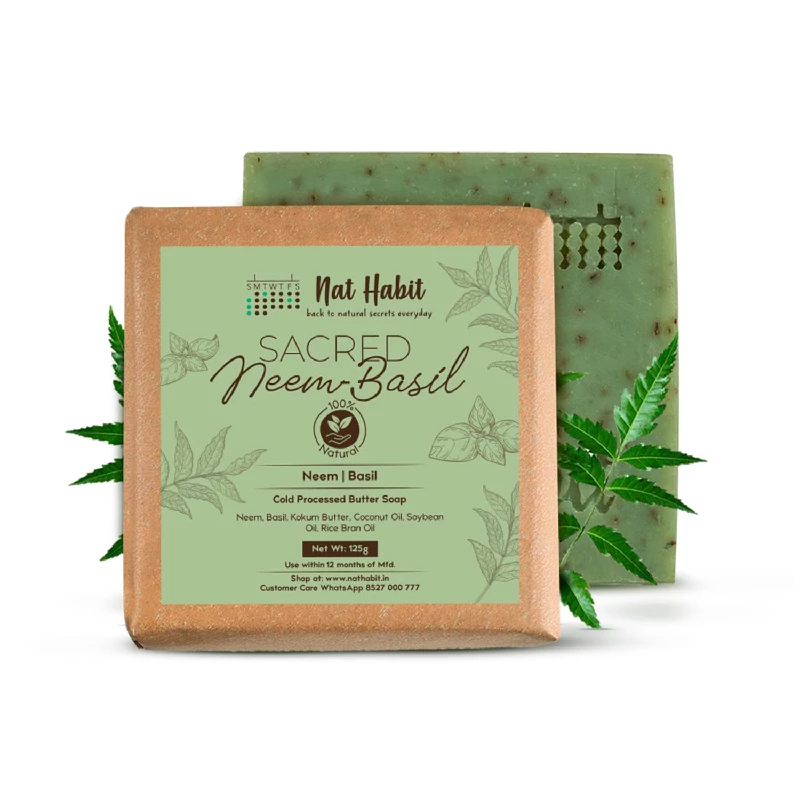 Nat Habit Cold Processed Sacred Neem-Basil Butter Bath Soap
